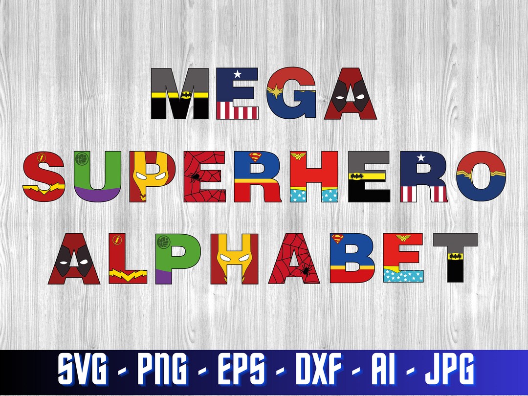 Alfabeto de superhéroe Svg, Alfabeto de superhéroe Png, Paquete ...