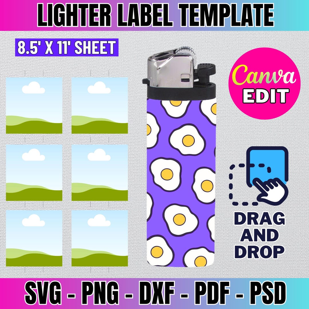 Lighter Label Template, Full Wrap, Sublimation Design (digital Download ...