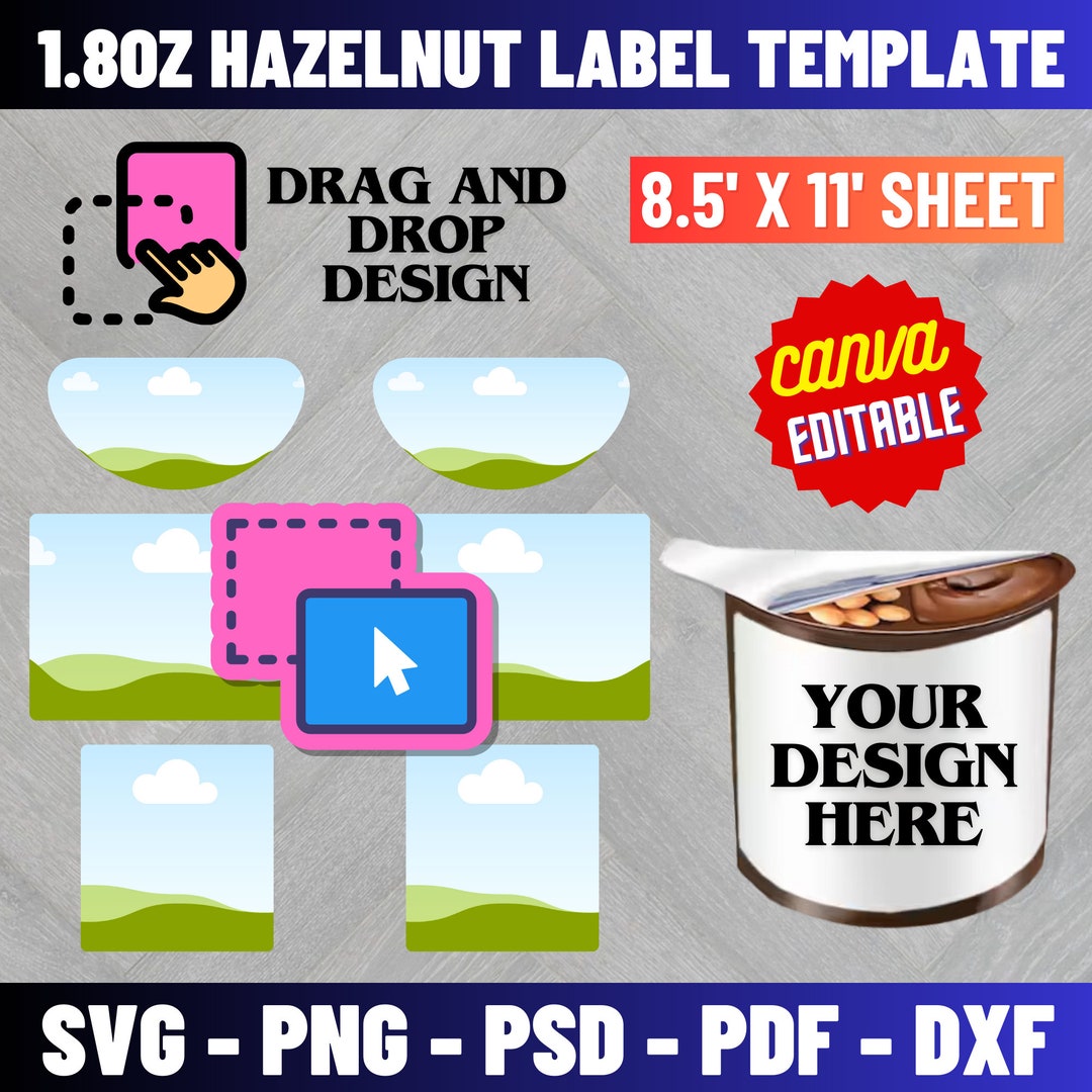 1.8oz Hazelnut Treat Label Template, Hazelnut Cocoa Spread & Biscuit ...