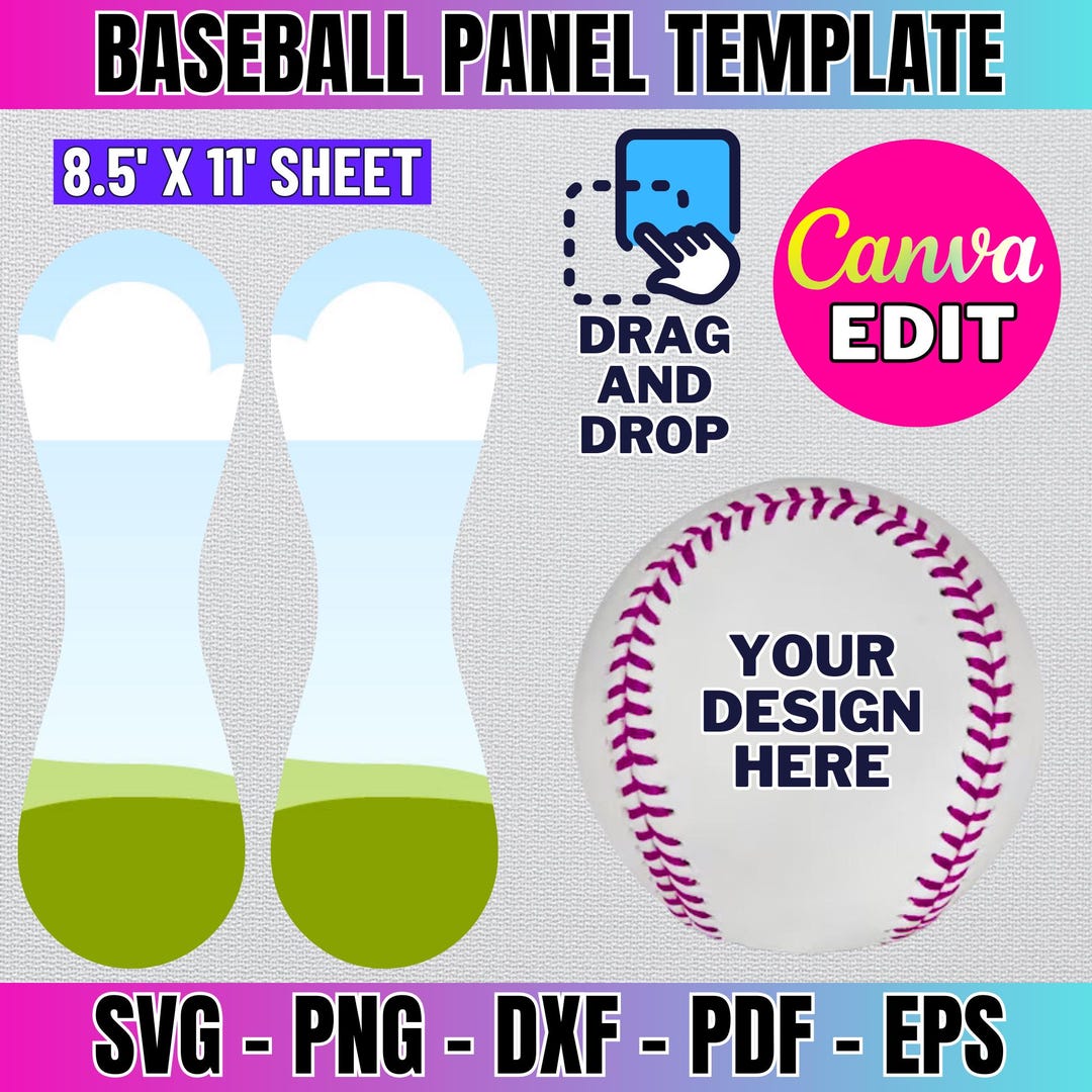 Baseball Panel Template Svg, Baseball Leather Blank Template, Photo ...