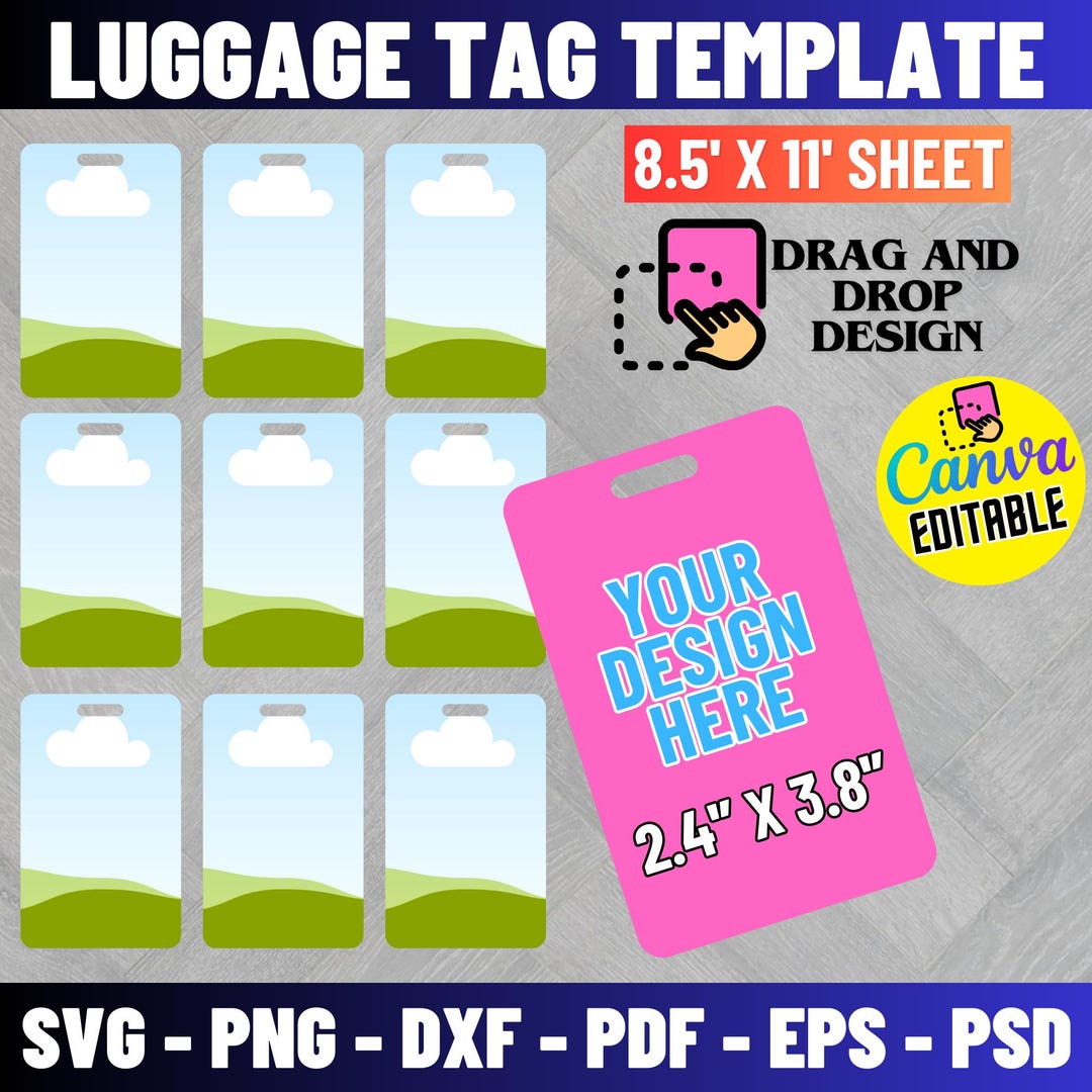 Luggage Tag Template, Luggage Tag Svg, Luggage Tag Sublimation Template ...