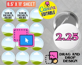 2.75 Button Pin Template, Button Pin Svg, Button Pin Blank, Sublimation ...