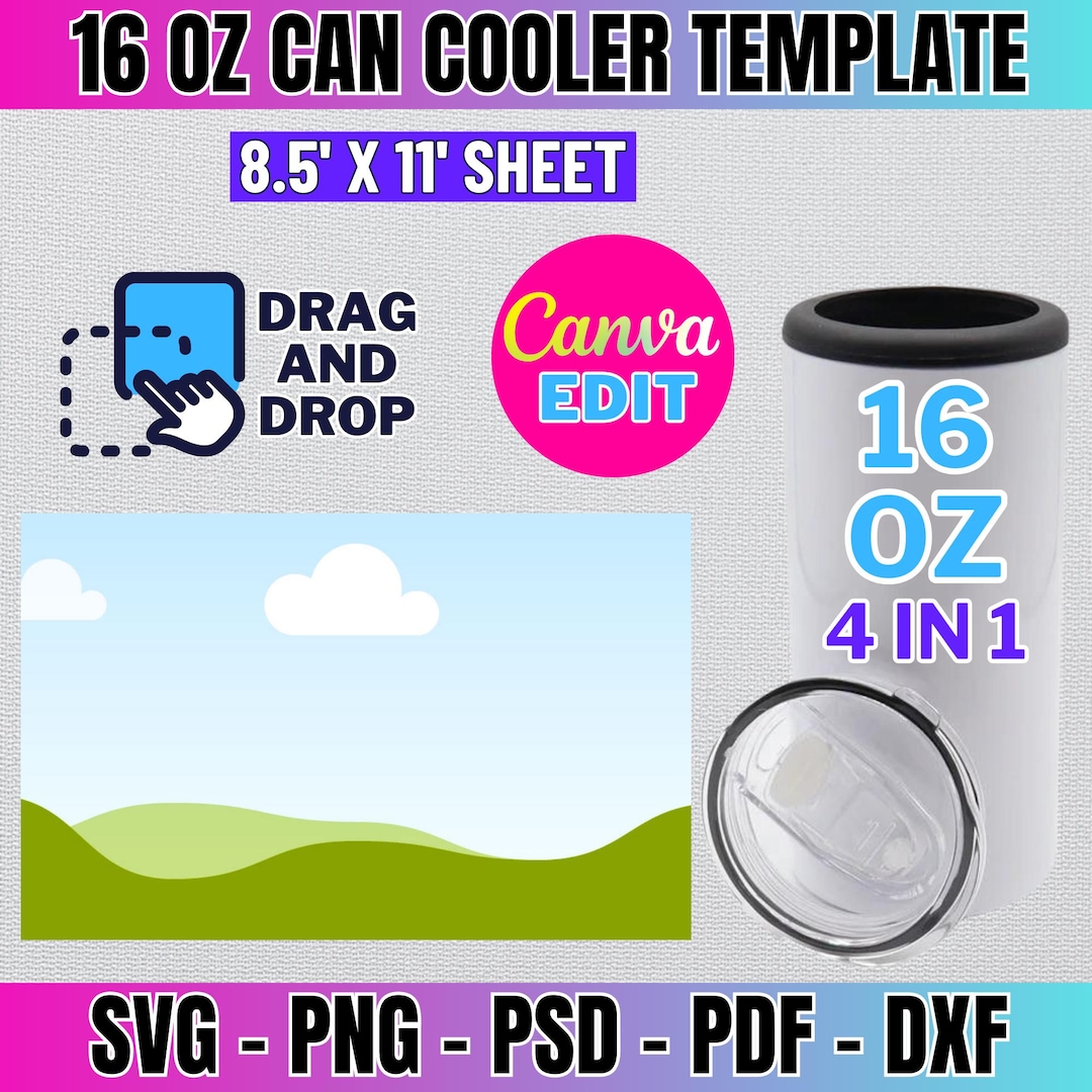 16oz Can Cooler Template: 4-in-1 Sublimation Design (digital Download ...