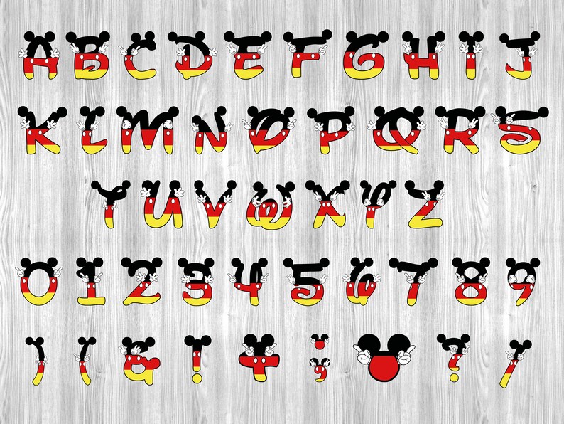 Mickey Alphabet Svg Mickey & Friends Font Cricut Vector - Etsy Canada
