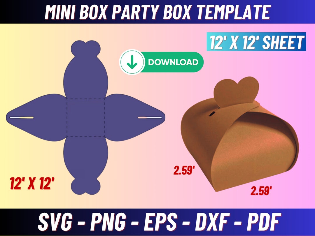 Mini Box Template Svg, Gift Box Svg, Box Svg, Box Template Svg, Party ...