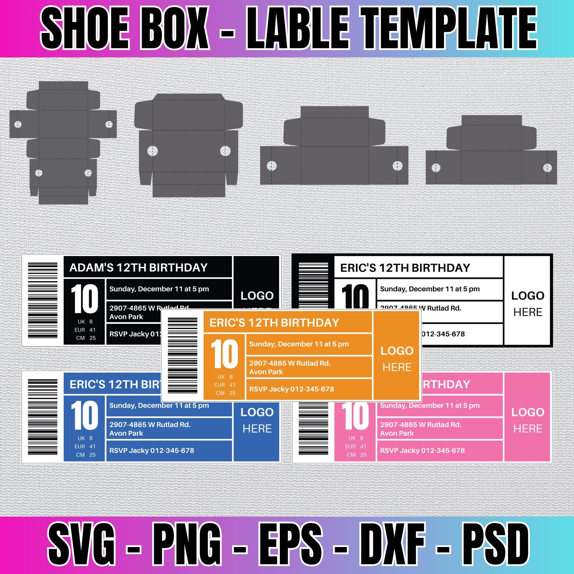 Sneaker Box Template Bundle: Shoe Box Label SVG (digital Download) - Etsy