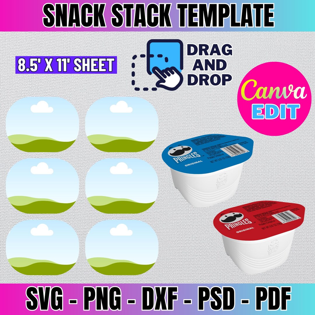 Snack Template, Snack Stack Chip Topper Label Template, Party Favor ...