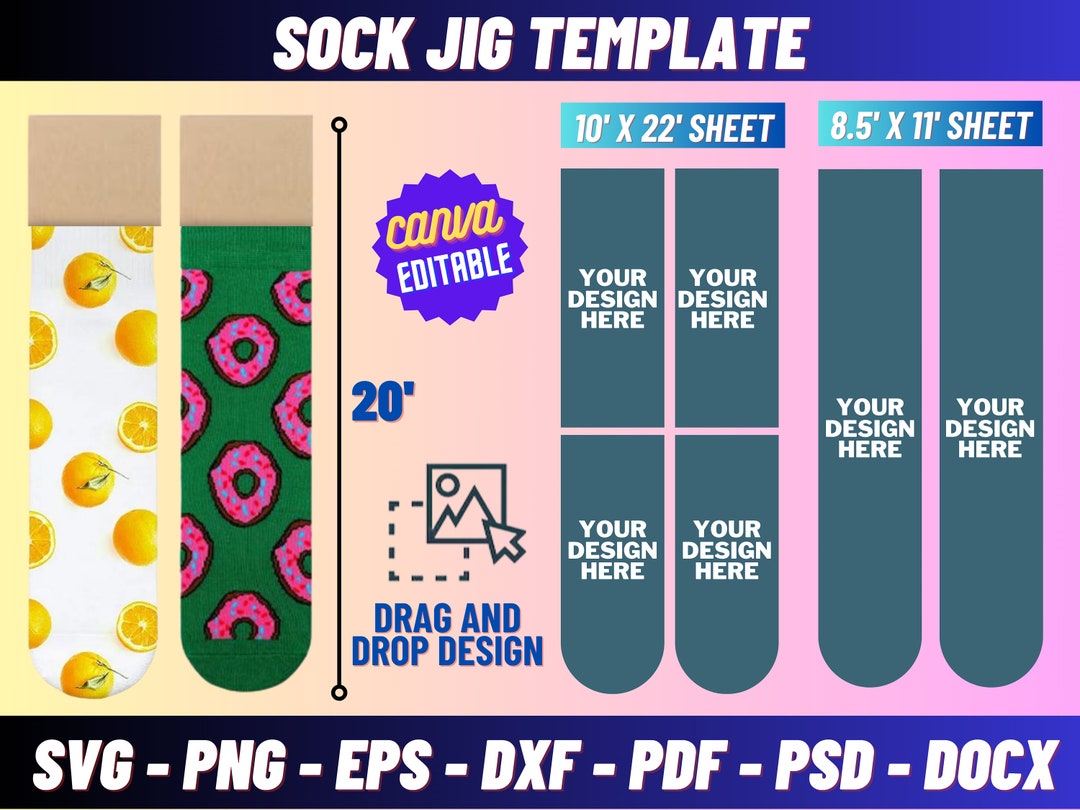 Sock Jig Template Svg, Adult Sock Jig Template, Sock Jig Sublimation ...