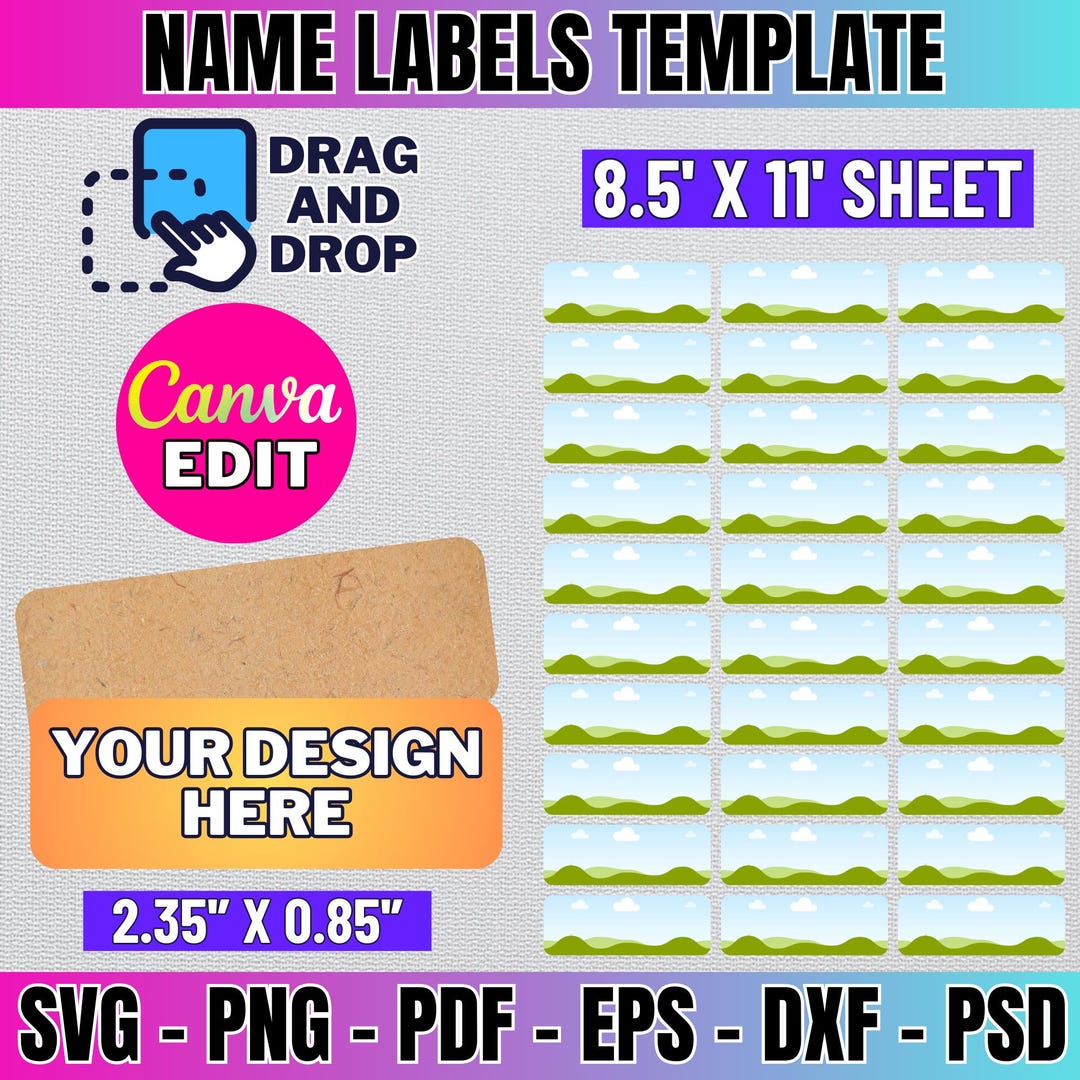Name Labels Template, School Label Template, School Supply Labels Svg ...