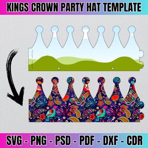 Kings Crown Party Hat Template: SVG, Cricut, Silhouette (digital ...