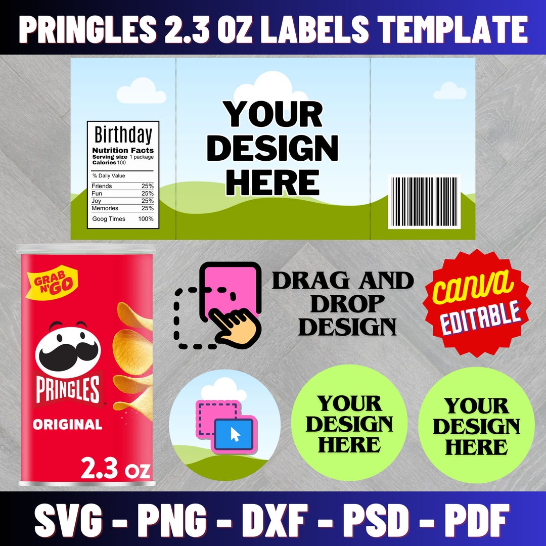 Pringles 2.3 Oz Labels Template, Pringles Template, Canva Editable ...