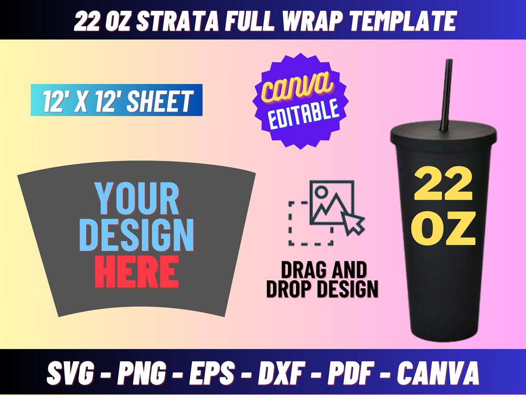 22 Oz Strata Wrap Template, 22 Oz Strata Template Svg, Strata Full Wrap ...
