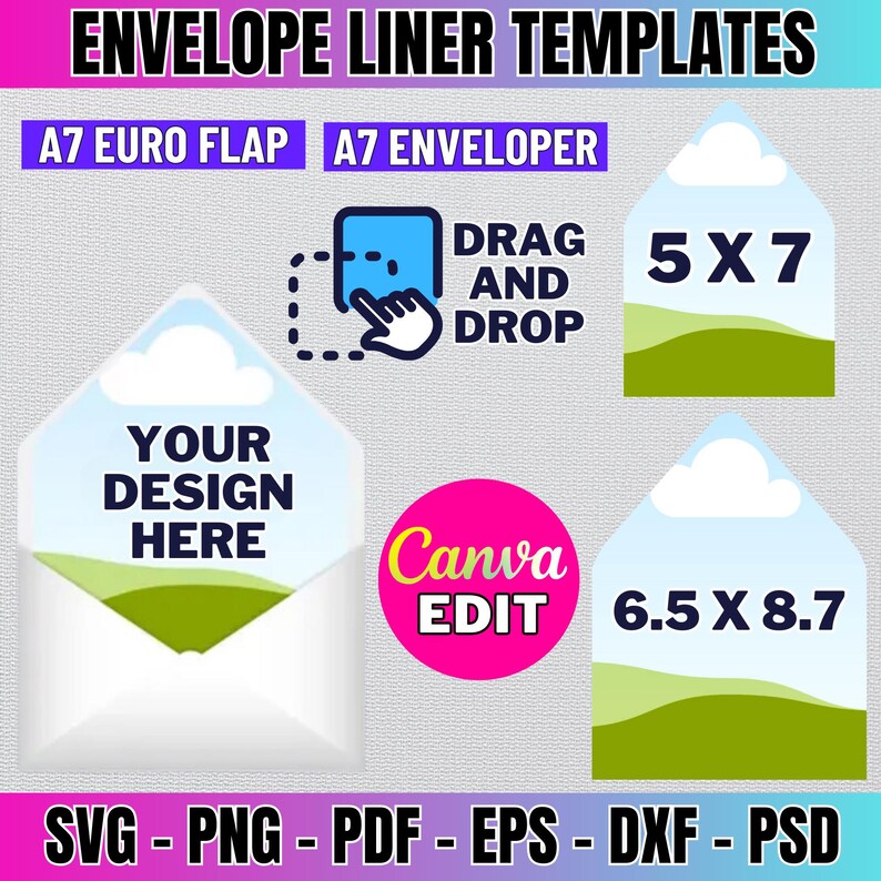 Envelope Liner Templates: 5x7, A7, Canva Editable (digital Download) - Etsy