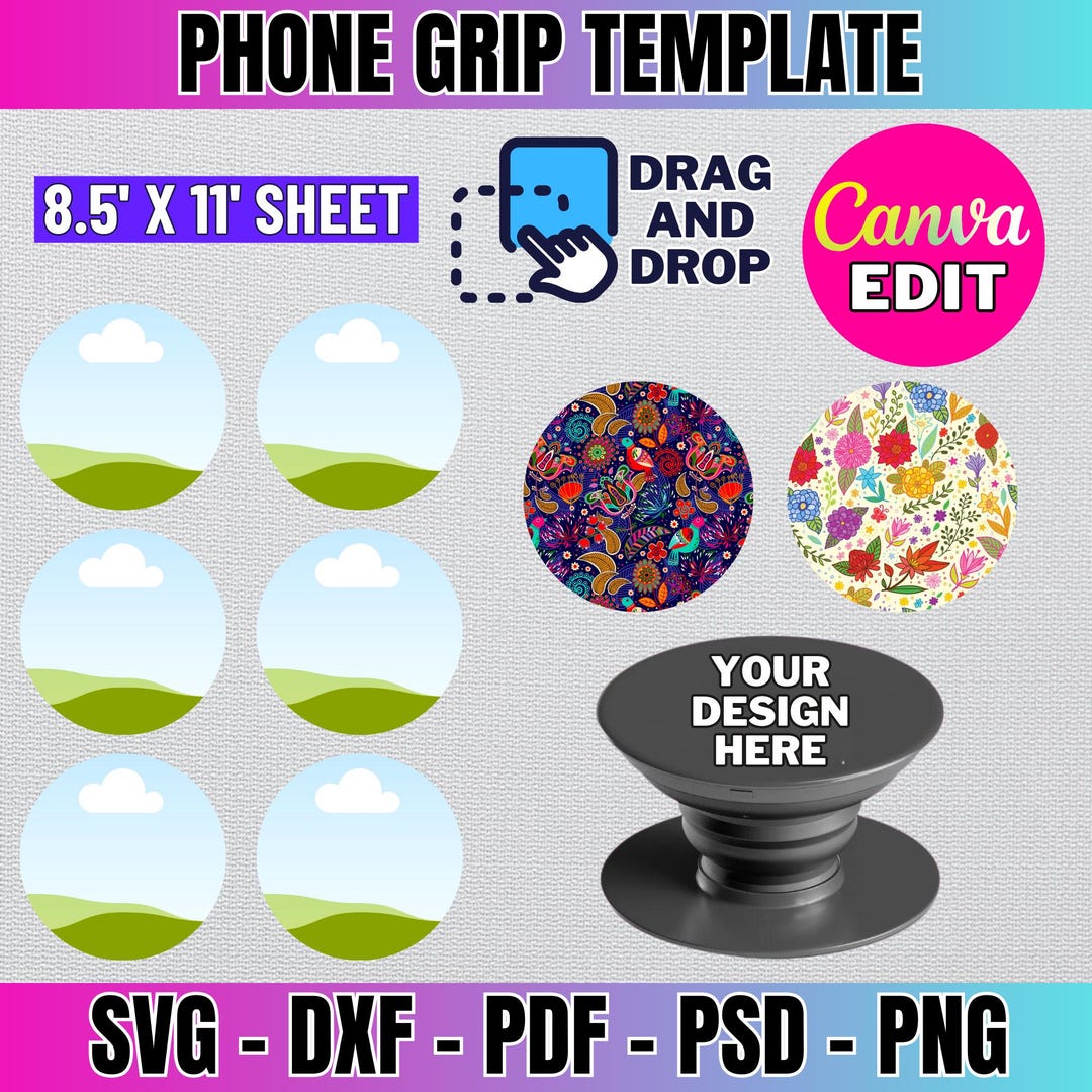 Phone Grip Template: Sublimation Design, SVG, PNG (digital Download) - Etsy