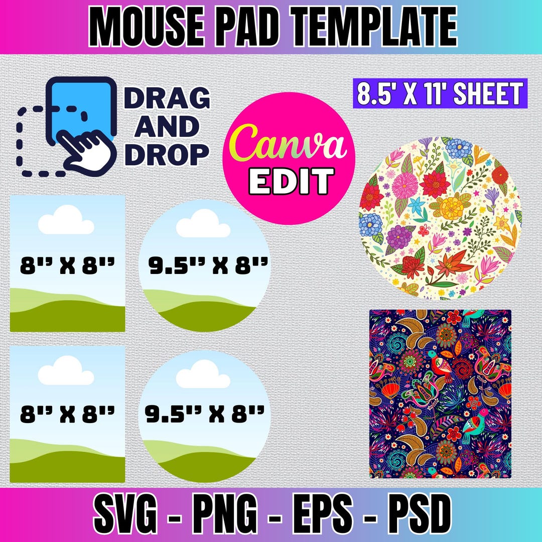 Mouse Pad Template Bundle, Mouse Pad Svg, Mouse Pad Sublimation ...