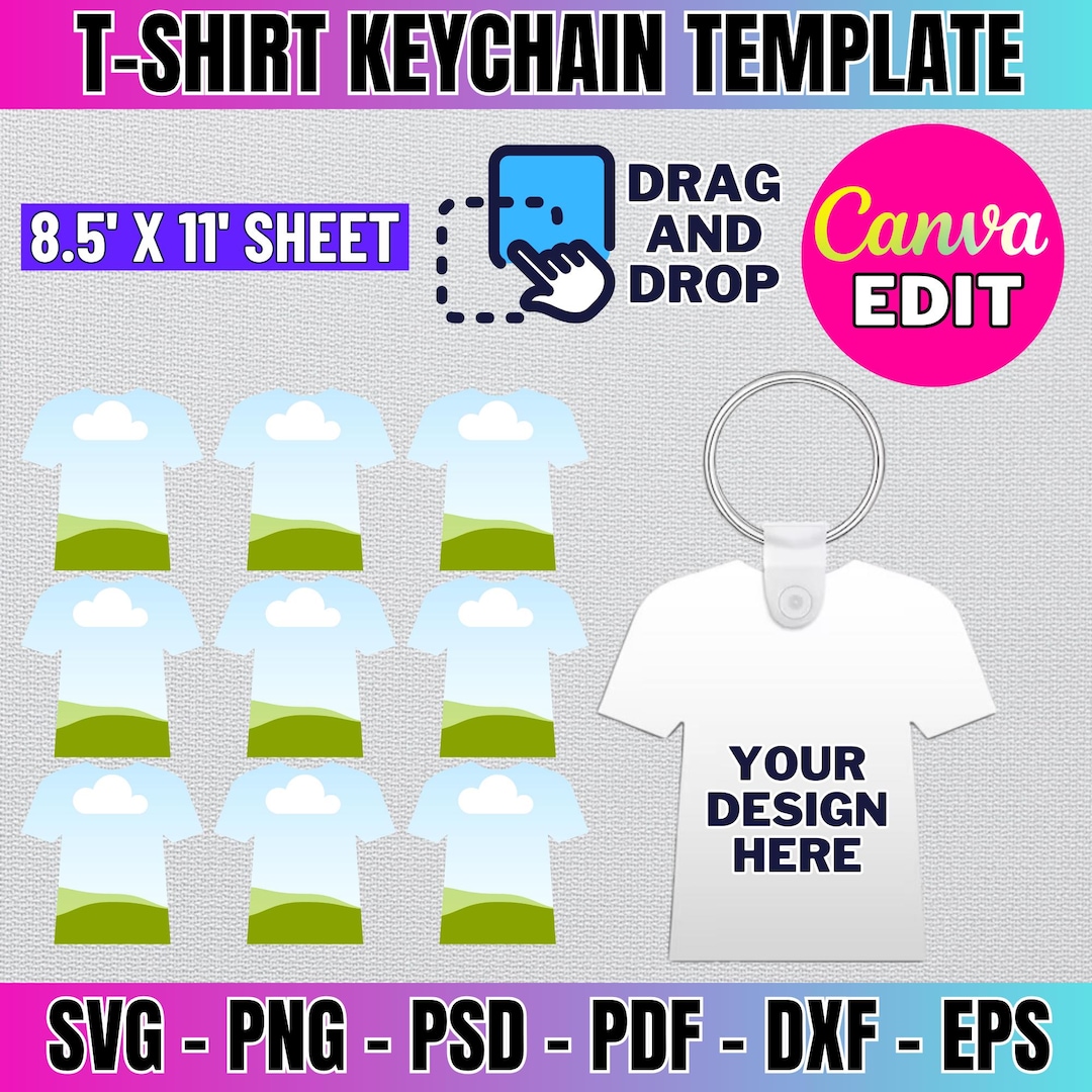 T-shirt Keychain Template: DIY Sublimation Design (digital Download) - Etsy