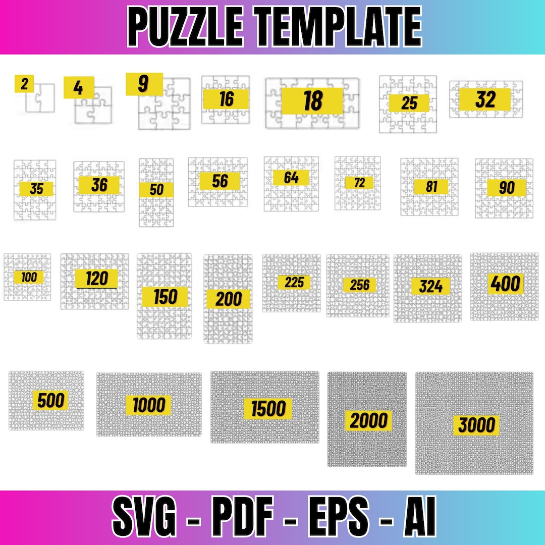 Puzzle Svg Template, Jigsaw Puzzle Svg, Puzzle Piece Svg, Laser Cut ...