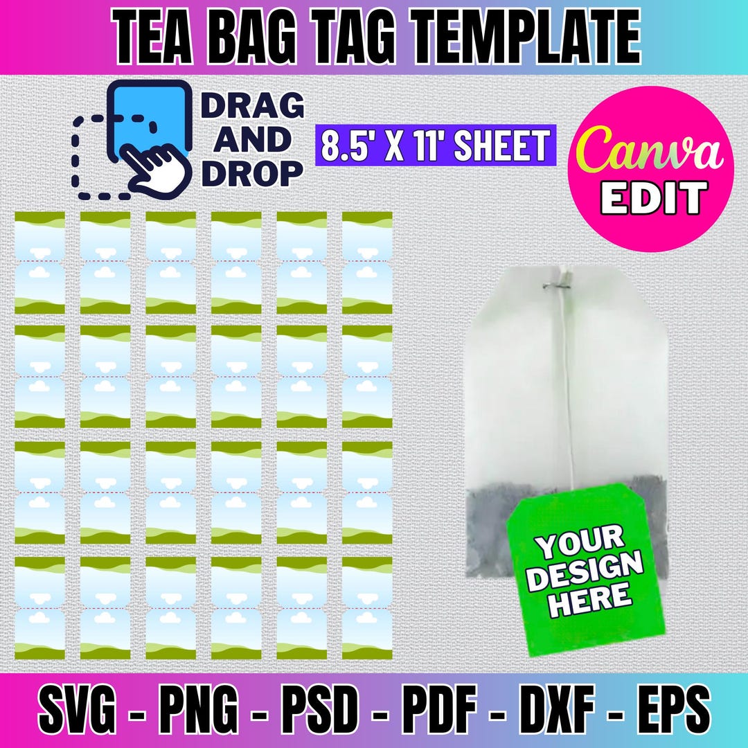 Tea Bag Tag Template, Tea Bag Label Template, Tea Bag Label Svg, Tea ...