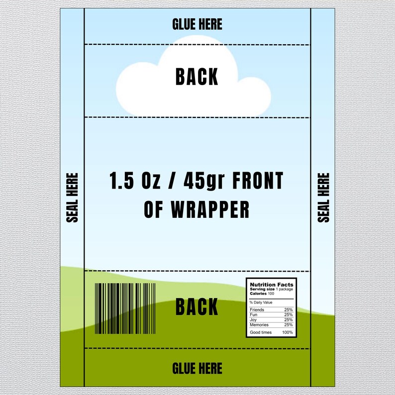 Chocolate Wrapper Template 1.5 Oz, Candy Wrapper, Canva Candy Bar ...