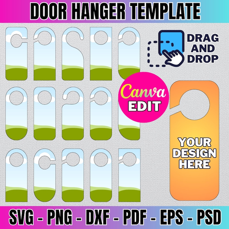 Door Hanger Template SVG: Hotel Door Tag, Hanging Sign (digital ...