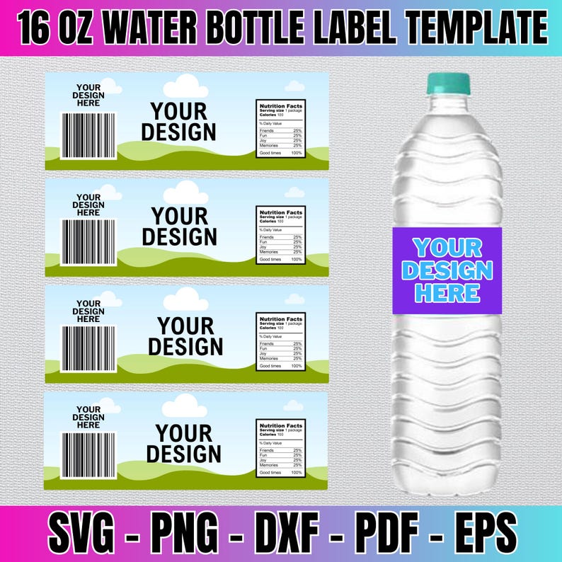 Water Bottle Label Template Bundle, DIY, Canva (svg, Png, Eps, Dxf) - Etsy
