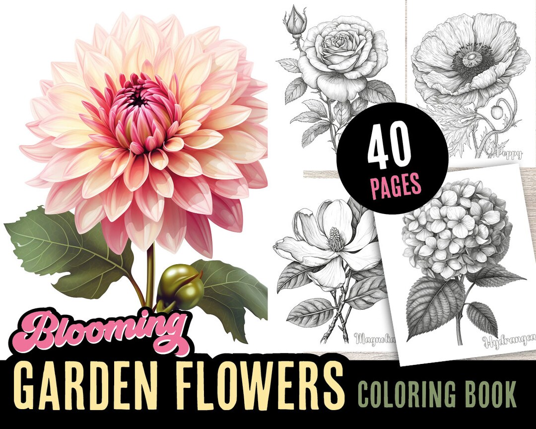 40 Printable Garden Flowers Coloring Pages Coloring Book - Etsy