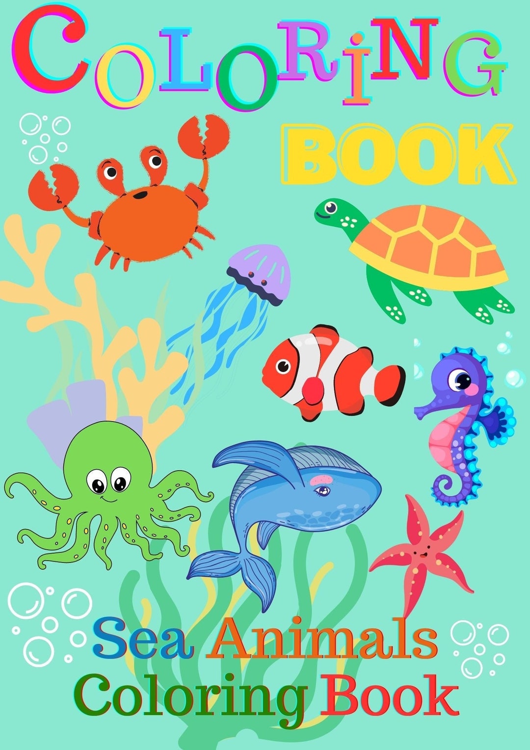 Sea Animals Coloring Book - Etsy