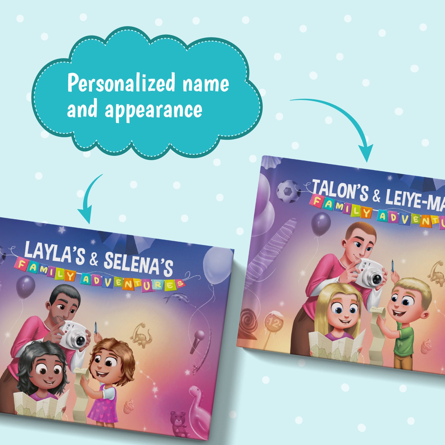 Personalized Stories Book for Dad and Two Siblings - Family Adventures ...