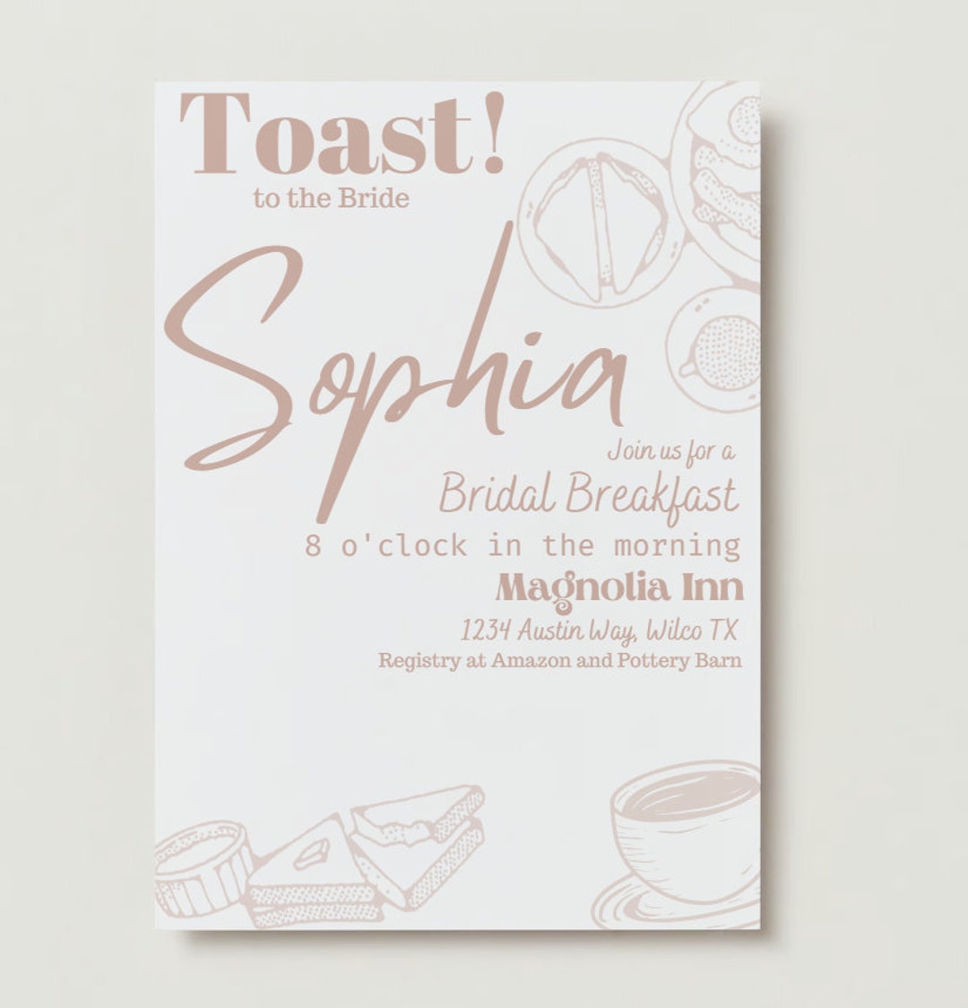 Bridal Breakfast Invitation Template - Etsy