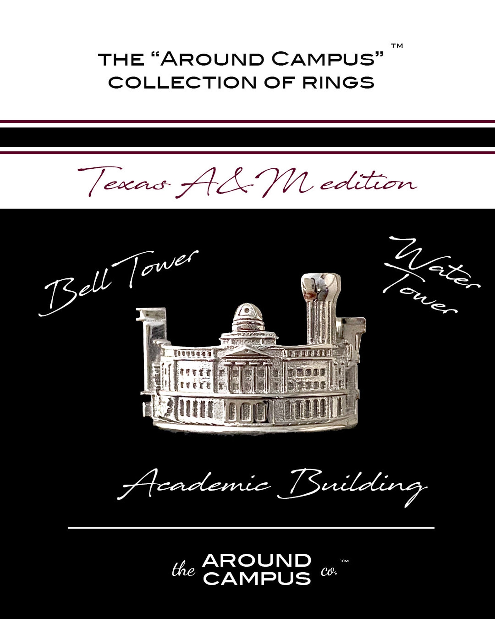 Texas A&M Ring • Custom Campus Ring • Cityscape Ring • Silver Ring ...