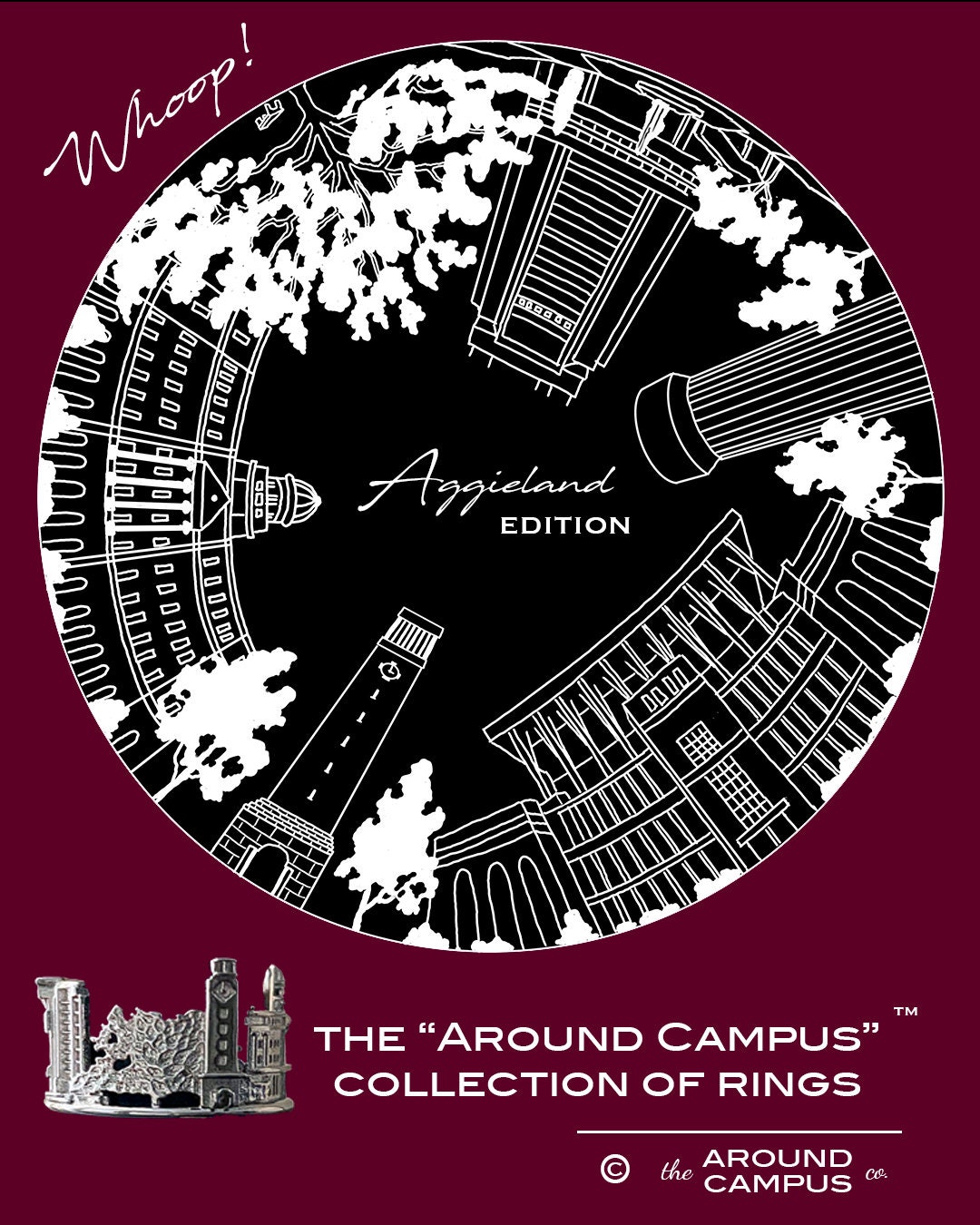 Texas A&M Ring • Custom Campus Ring • Cityscape Ring • Silver Ring ...