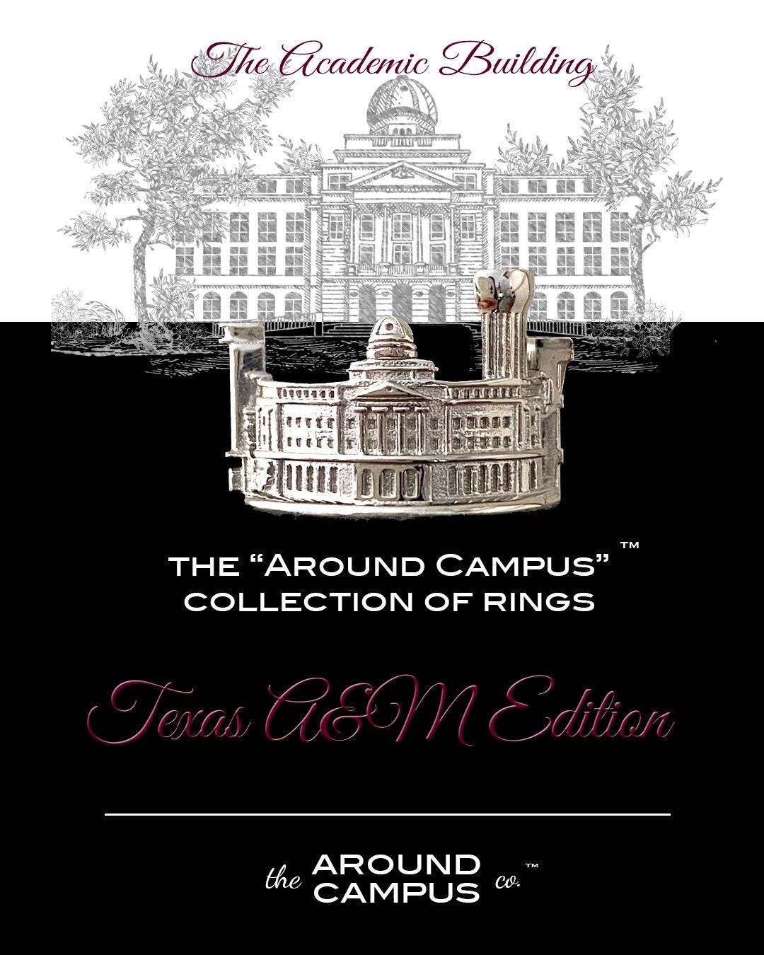Texas A&M Ring • Custom Campus Ring • Cityscape Ring • Silver Ring ...