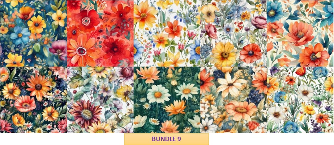 Bundle of 10 Assorted Digital Seamless Floral Medley Design Patterns - Etsy