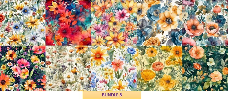Bundle of 10 Assorted Digital Seamless Floral Medley Design Patterns - Etsy