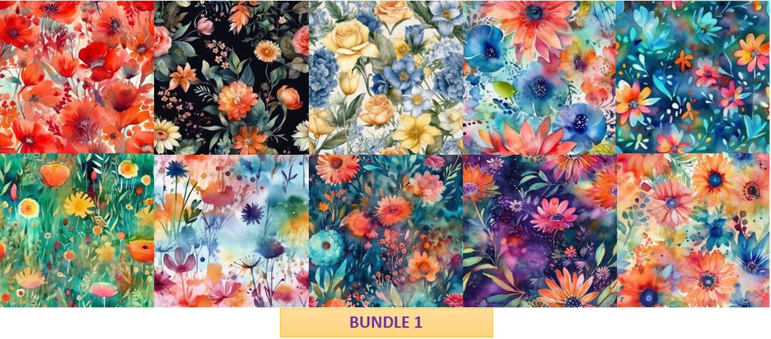 Bundle of 10 Assorted Digital Seamless Floral Medley Design Patterns - Etsy