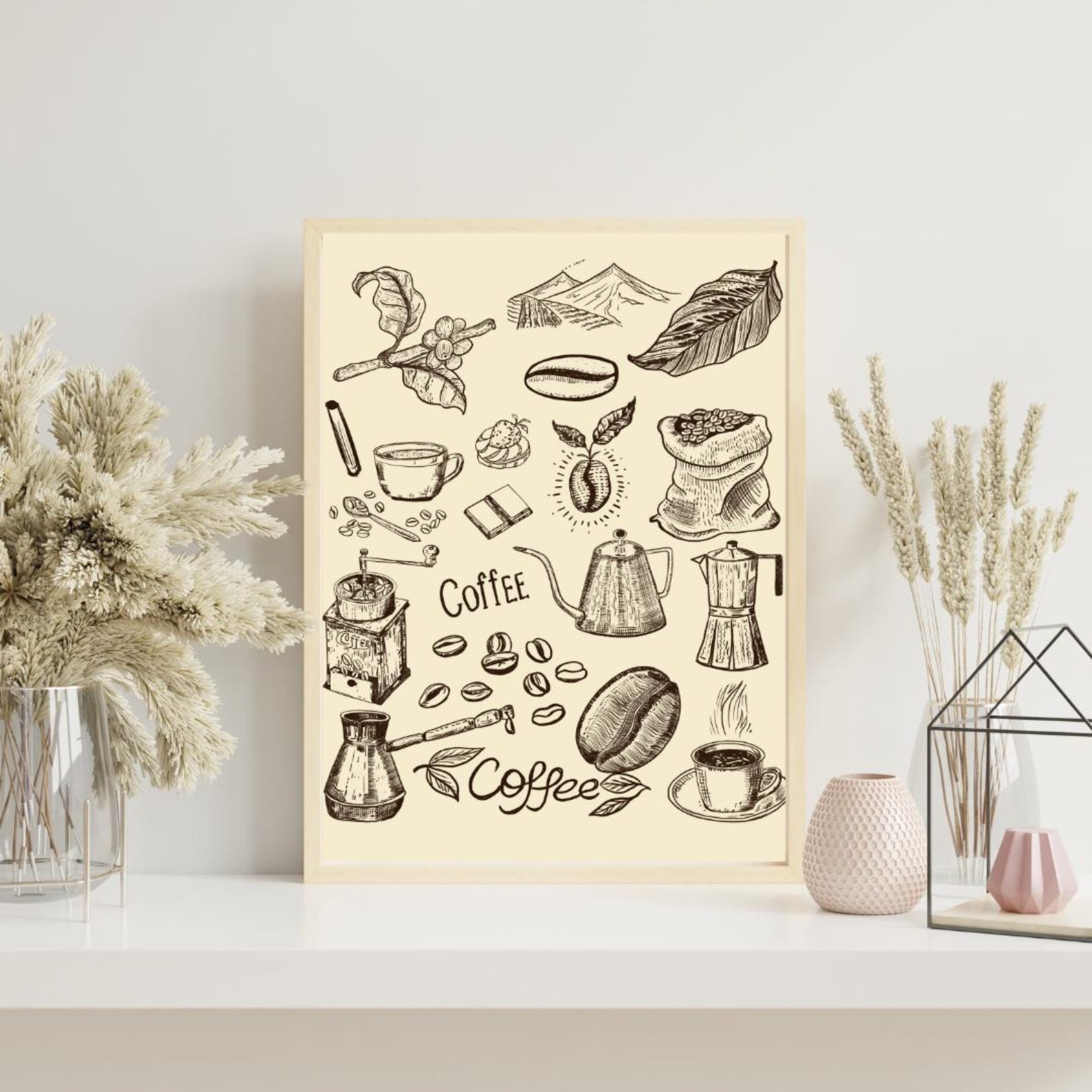 Vintage Coffee Illustration Set | Hand Drawn Coffee Elements | Retro ...