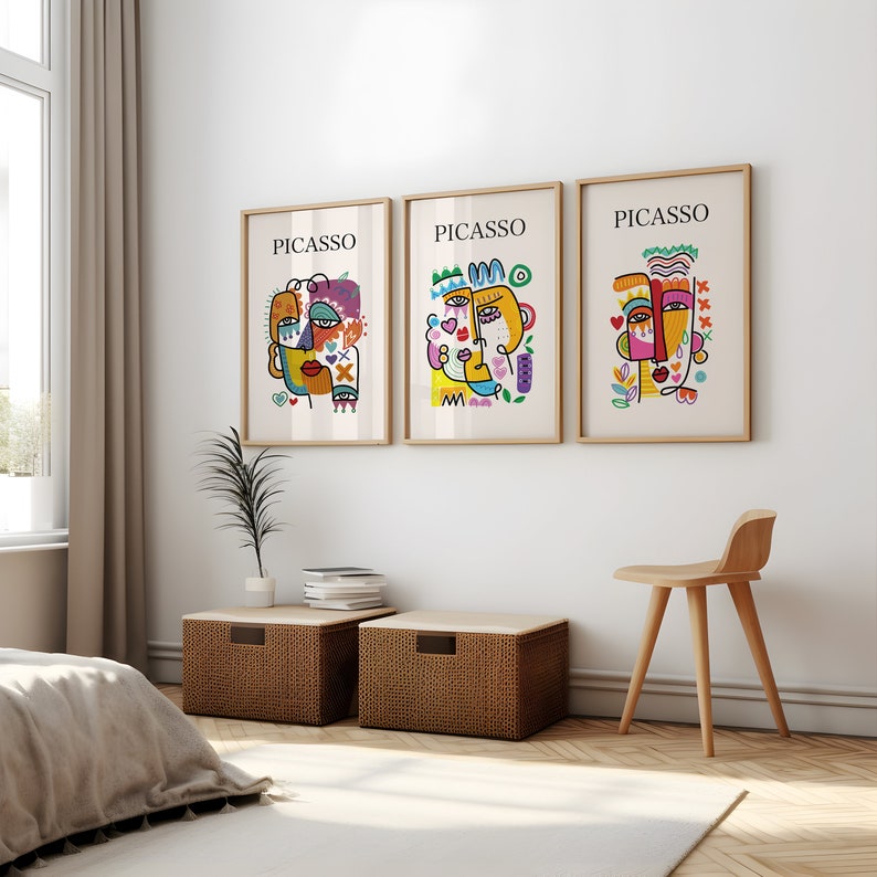 Picasso Wall Art Set of 3, Pablo Picasso Prints, Picasso Wall Art ...