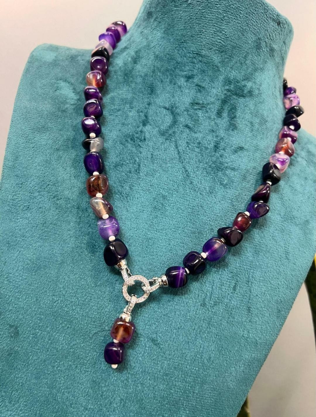 4 in 1 Wearable Crystal Stone Natural Look Beads Necklace Set/ Indian ...