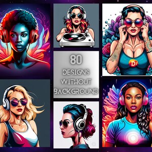 150+ Women DJ Digital Colorful Instant Download Designs | Bundle Design ...