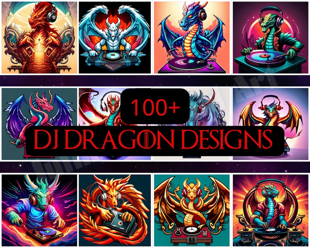 100 Dragon Digital Colorful Instant Download Designs AI Prompt Idea ...