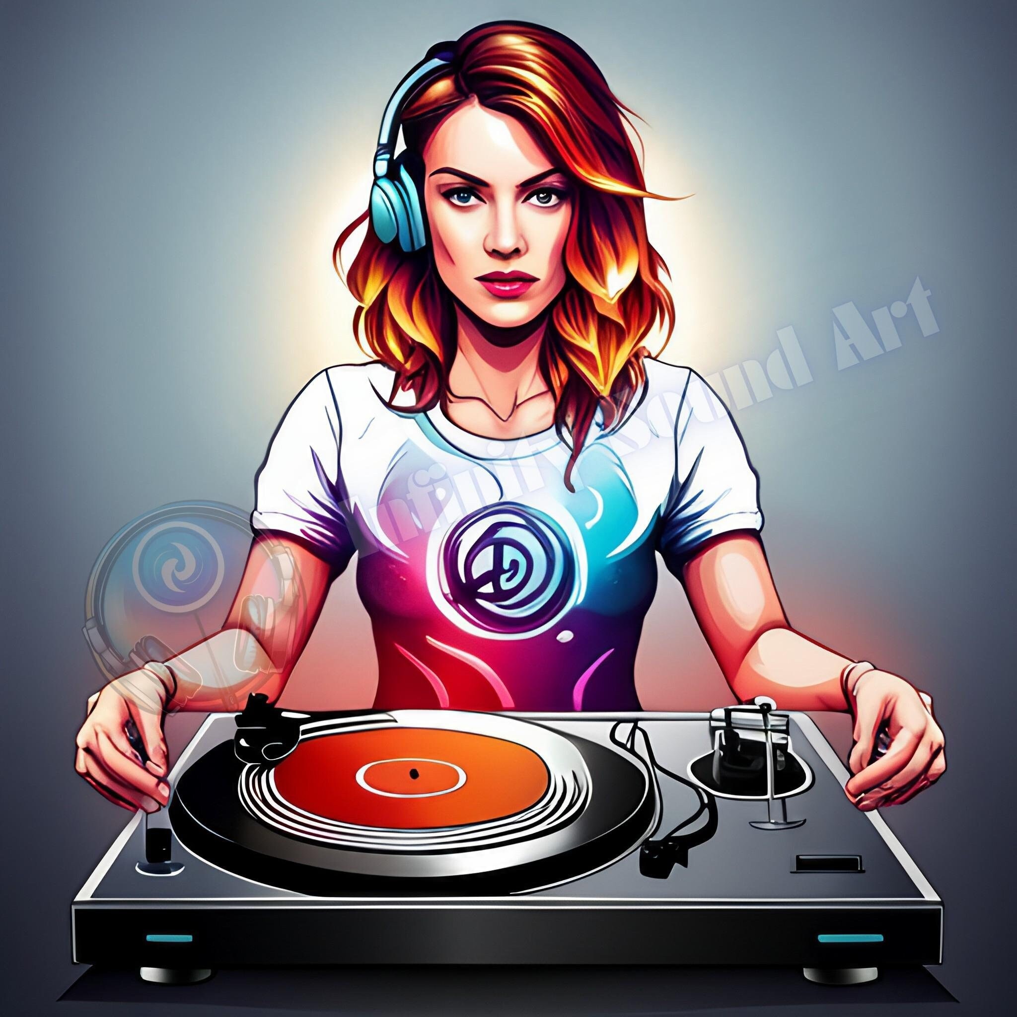 Woman DJ AI Digital Printable Art for Living Room Studio | Instant ...