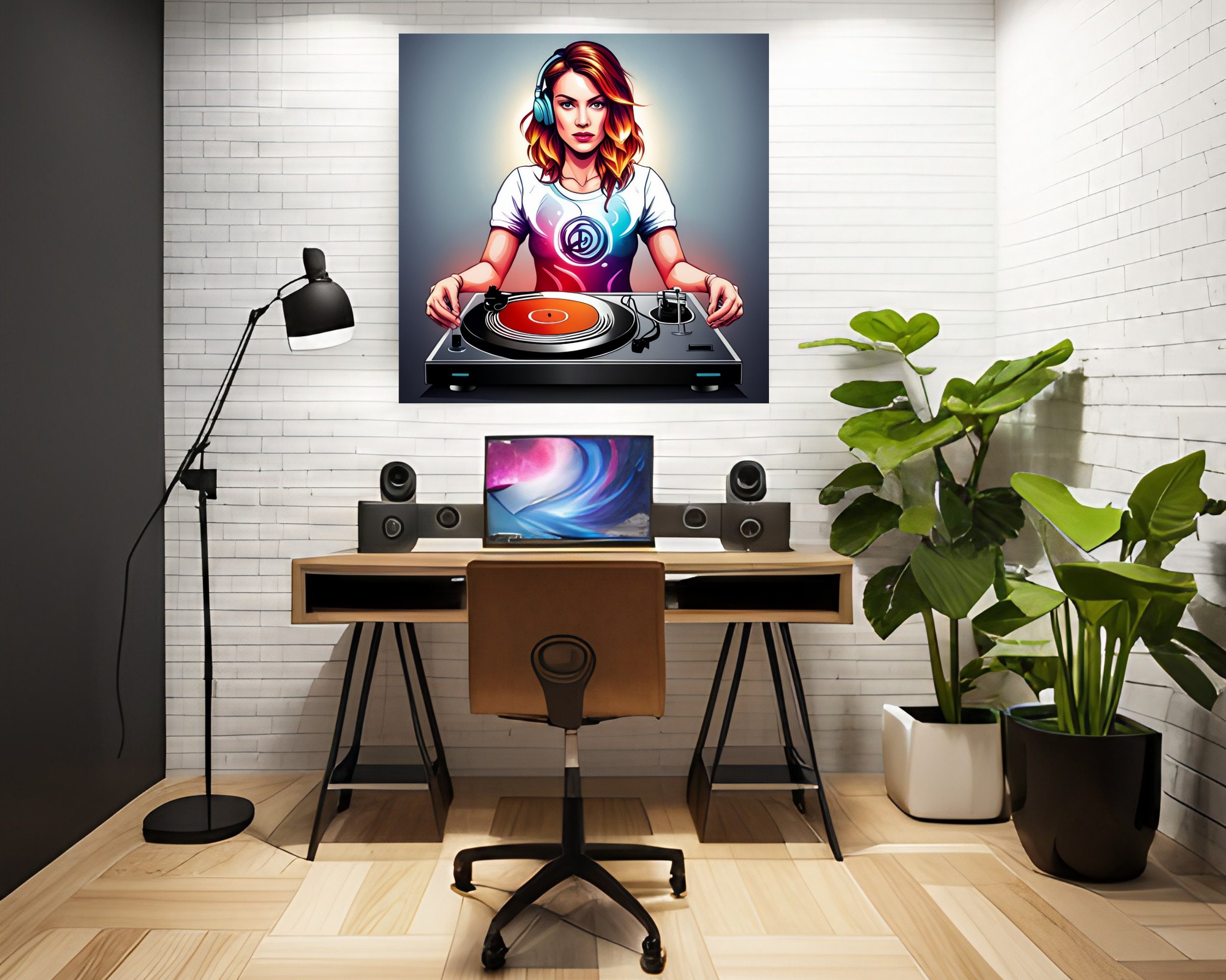 Woman DJ AI Digital Printable Art for Living Room Studio | Instant ...