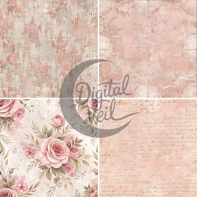 Blush Pink Vintage Textures: Seamless Digital Paper (digital Download ...