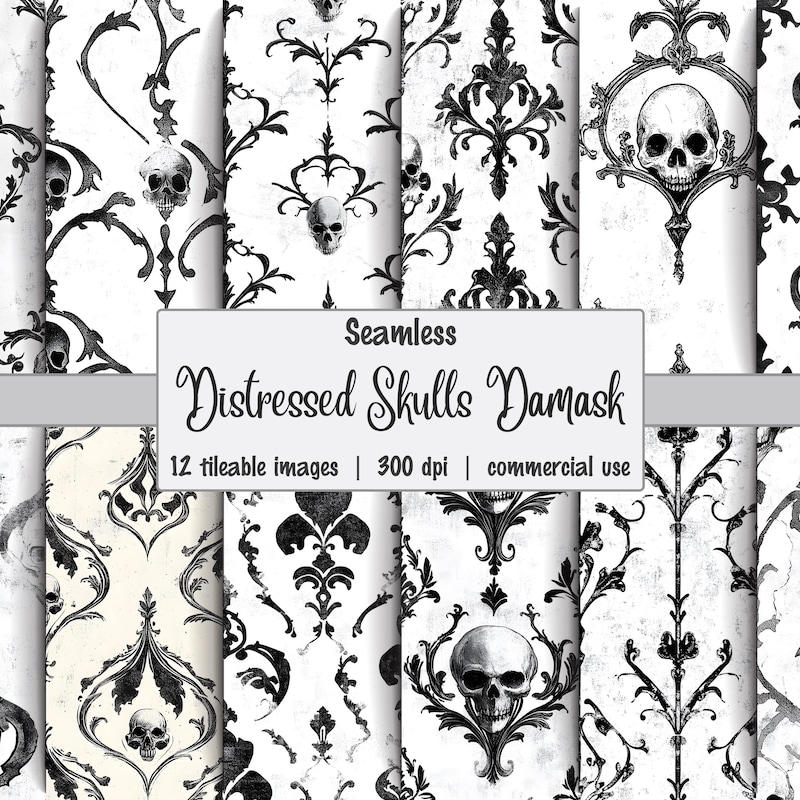 Skull Damask - Etsy