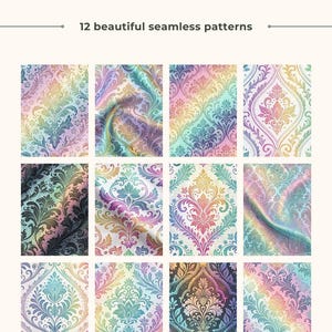 Holographic Rainbow Damask Digital Paper: Seamless Wedding Design ...