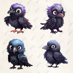 Cute Ravens Clipart, High-quality Digital & Print 12 Cliparts at 300 ...