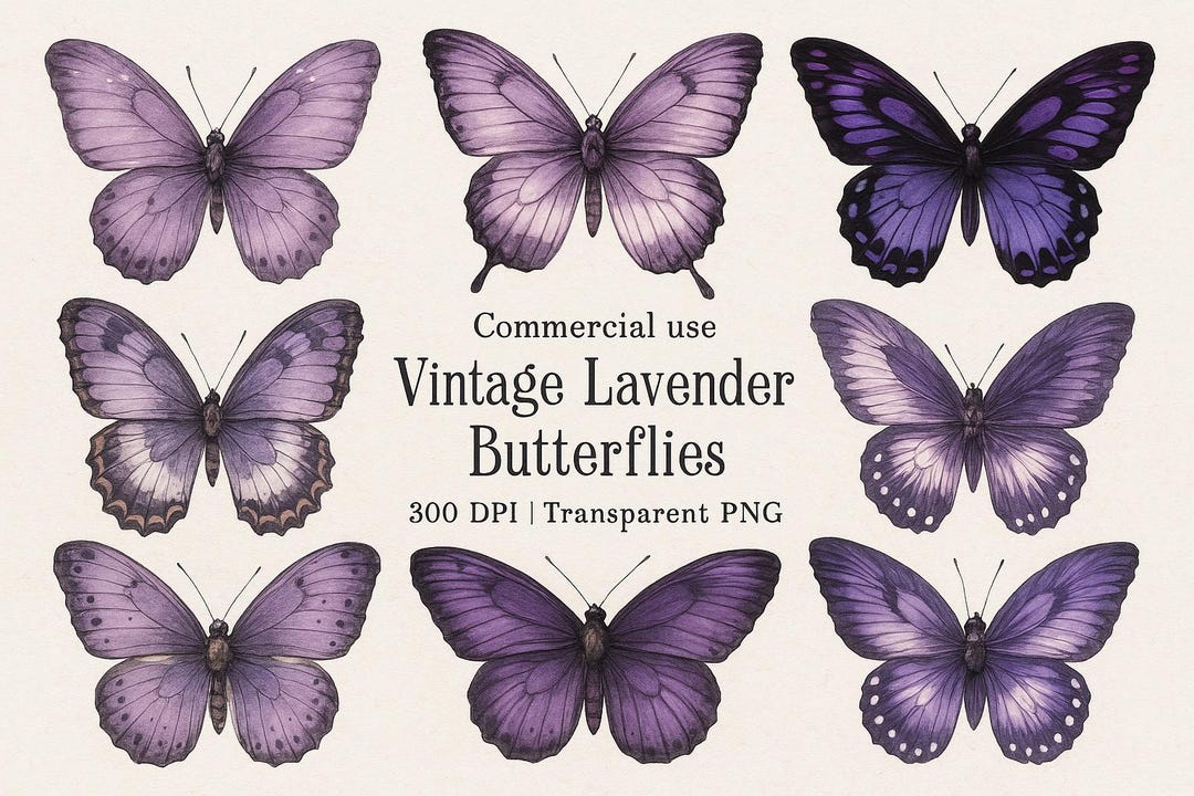 Lavender Butterfly Clipart Wedding Invitation Design Digital Download ...