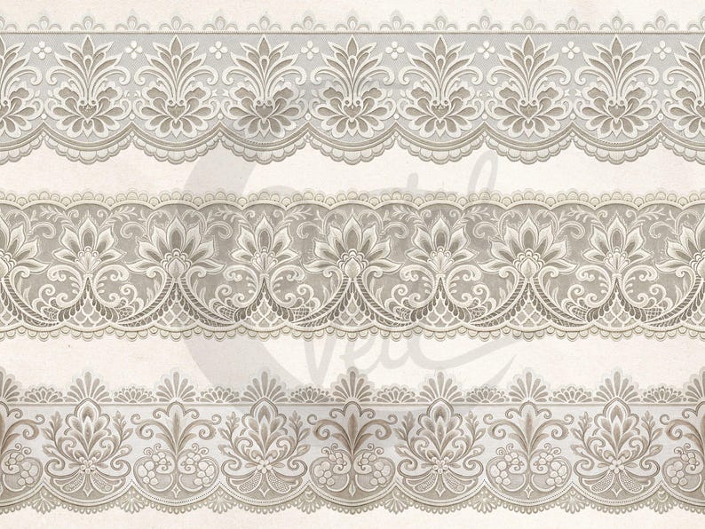White Lace Border Clipart: Vintage Floral Embroidery (digital Download ...