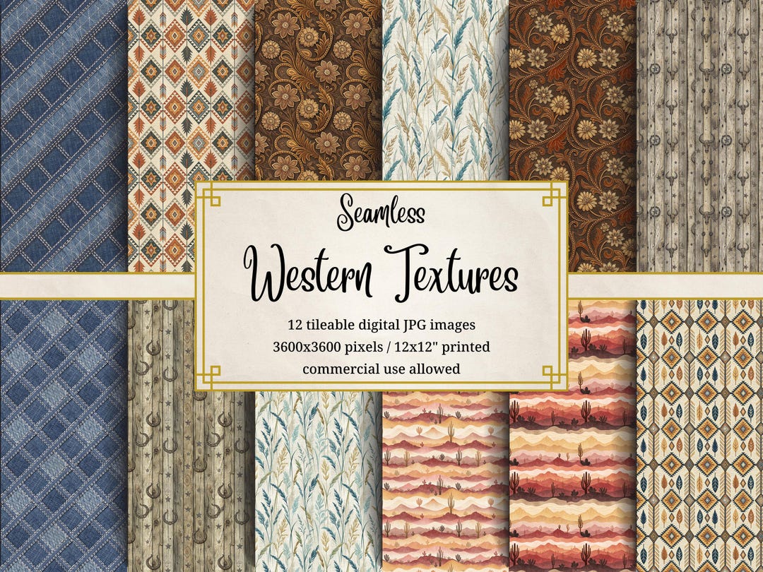 Southwestern Seamless Patterns | Rustic Wild West Textures (12 Designs ...