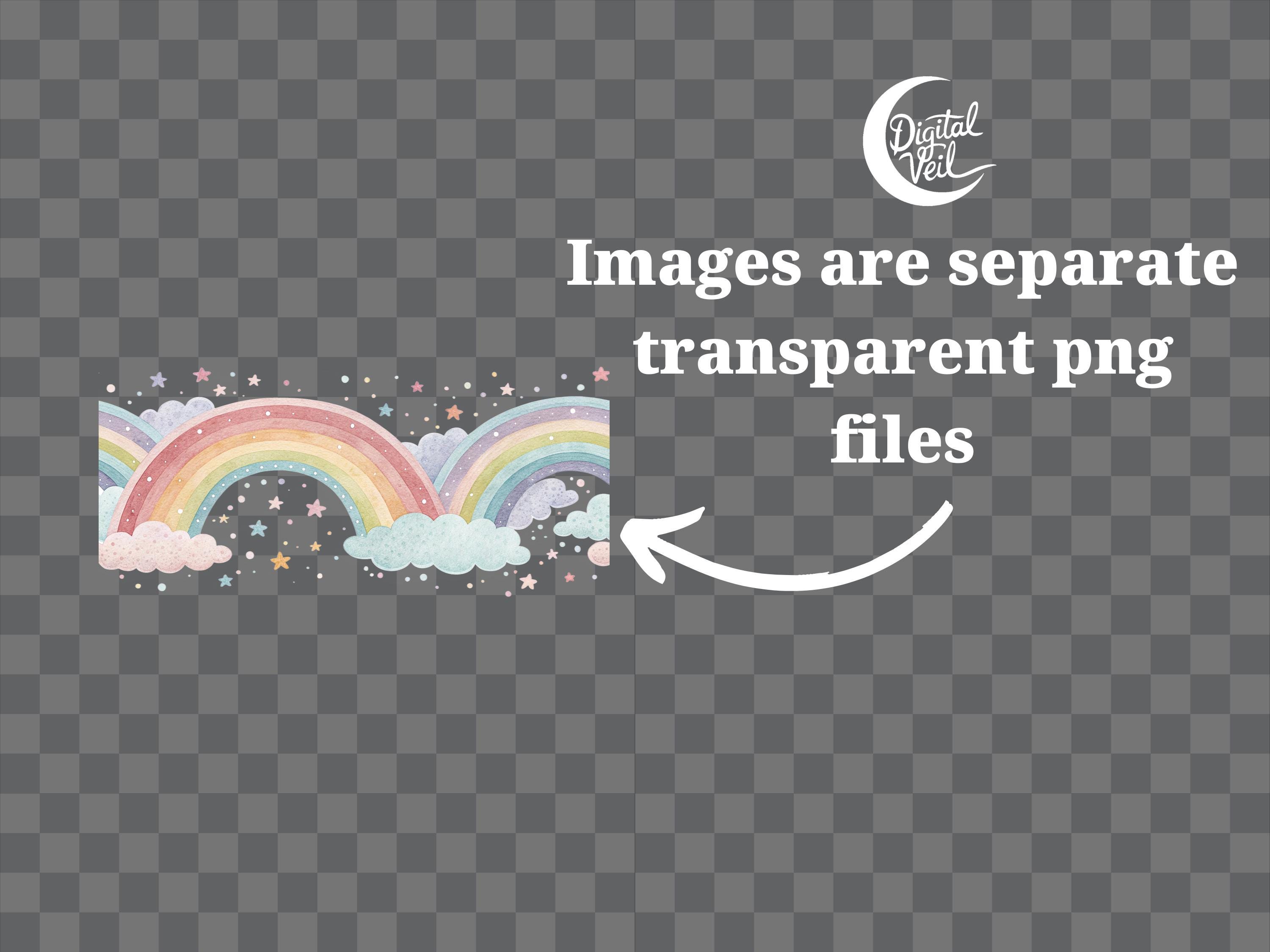 Rainbow Watercolor Borders PNG | Seamless Digital Frames | Commercial ...